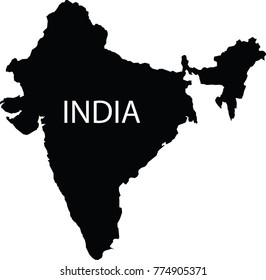Map India Vector Black On White Stock Vector (Royalty Free) 774905371 ...