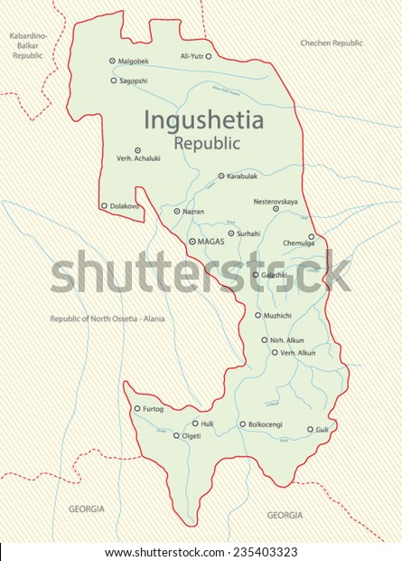 Map of Ingushetia Republic, Russia