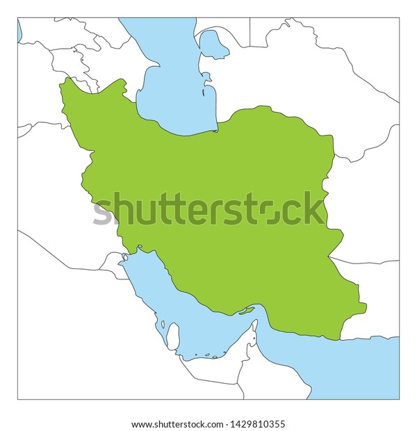 Map Iran Green Highlighted Neighbor Countries Stock Vector (Royalty ...