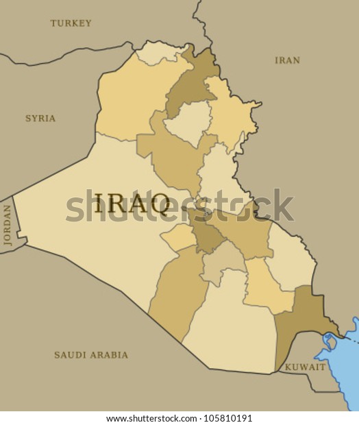 Map Iraq Provinces Governorates Various Colours: vector de stock (libre ...