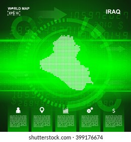 Map Iraqabstract Green Background Pixel Vector Stock Vector (Royalty ...