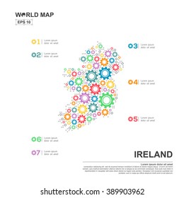 Map Ireland Infographic Design Template Gear: vector de stock (libre de ...