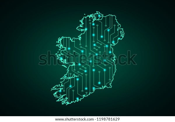 Map Ireland Network Line Design Sphere Stock Vector (Royalty Free ...