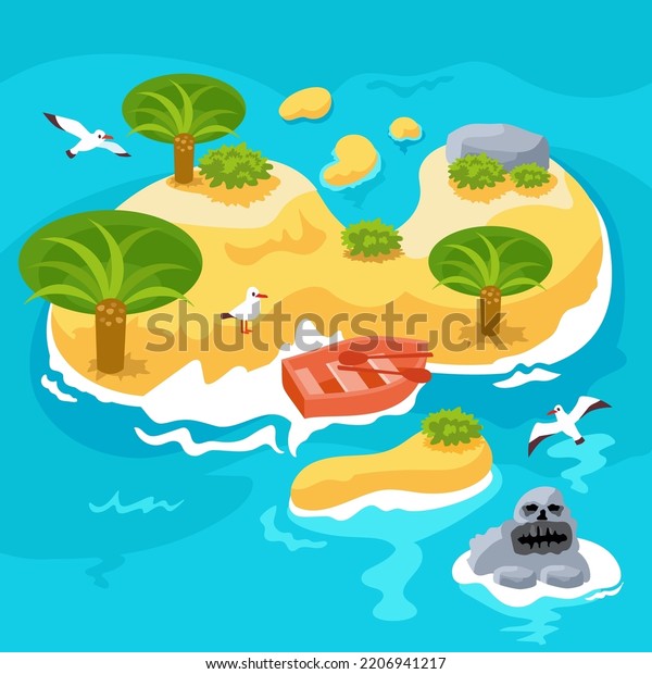 Map Island Sea Background Games Design Stock Vector (Royalty Free ...