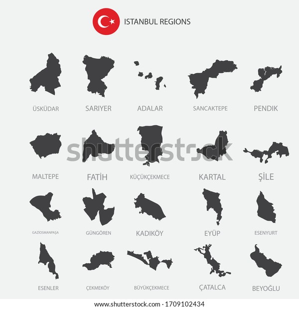 Map Istanbul Turkey Regions Graphic Element Stock Vector (Royalty Free ...