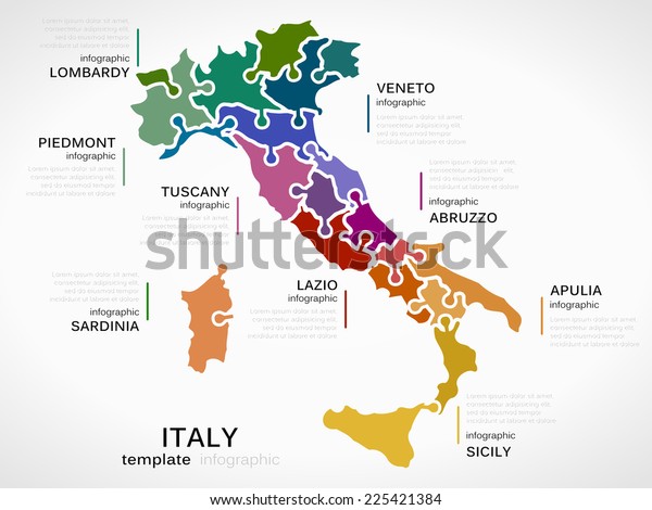 Map of Italy concept infographic template with regions made out of ...