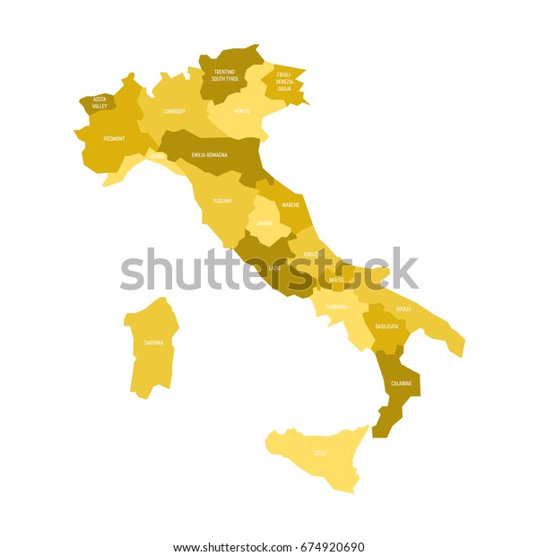 Map Italy Divided Into 20 Administrative Stock Vector (Royalty Free ...