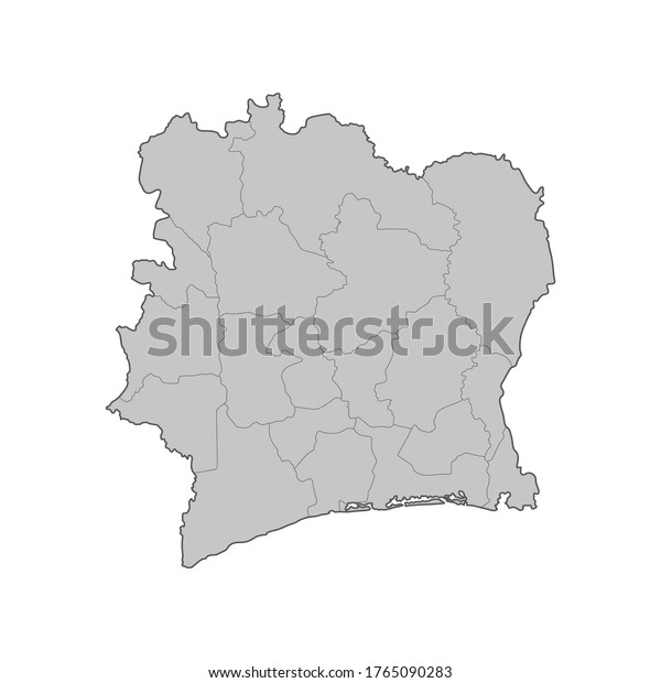 Map Ivory Coast Divided Regions Outline Stock Vector (Royalty Free ...