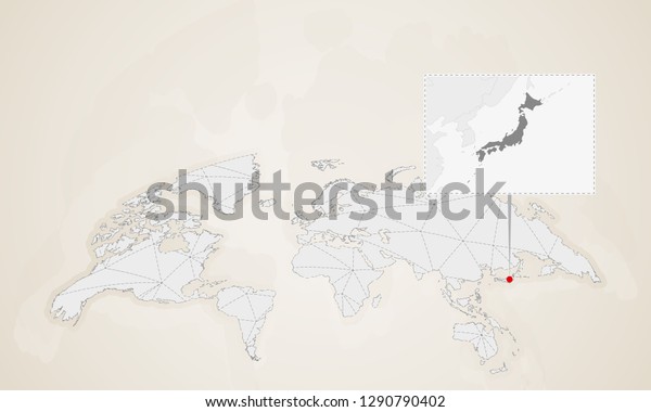 Map Japan Neighbor Countries Pinned On Stock Vector (Royalty Free ...