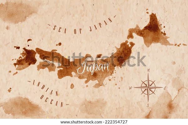 Map Japan Old Style Brown Graphics Stock Vector (Royalty Free ...