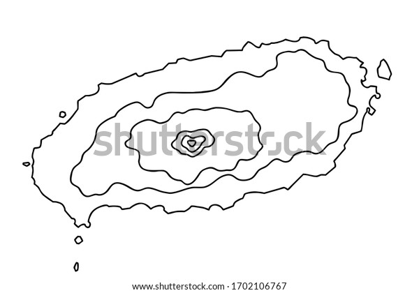 Map of Jeju island. Vector line art illustration.