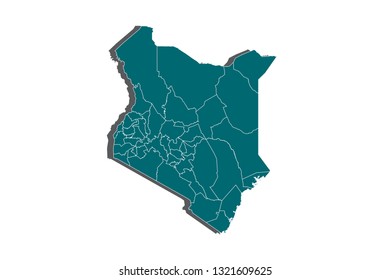 Kenya Map Vector Blue Color On Stock Vector (Royalty Free) 1938269635 ...