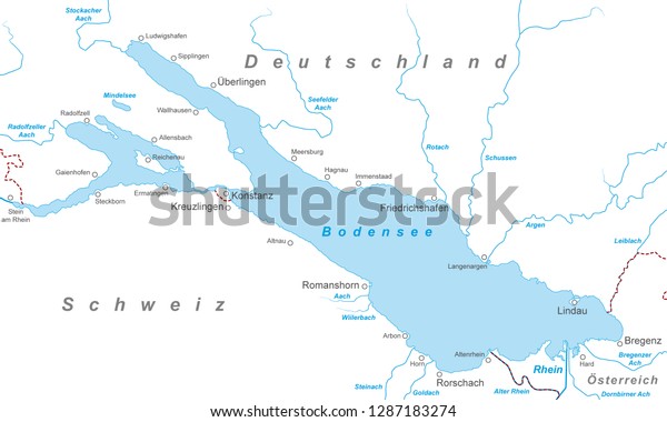 Map Lake Constance German Inscription Stock Vector (Royalty Free ...