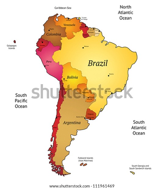 Map Latin America Vector Illustration Stock Vector (Royalty Free) 111961469