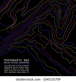 Dark Colorful Topographic Map Stock Vector (Royalty Free) 565829617