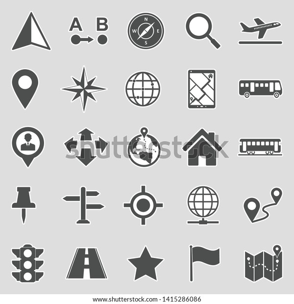 Map Location Icons Sticker Design Vector Stock Vector (Royalty Free ...