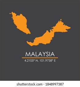 Map Malaysia Coordinates Isolated Dark Gray Stock Vector (Royalty Free ...