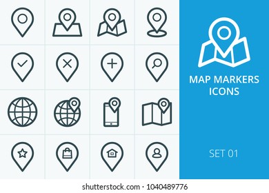 Map Markers Icons Set Collection Pin Stock Vector (Royalty Free ...