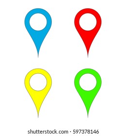 Map Markers Red Yellow Green Blue Stock Vector (Royalty Free) 597378146 ...