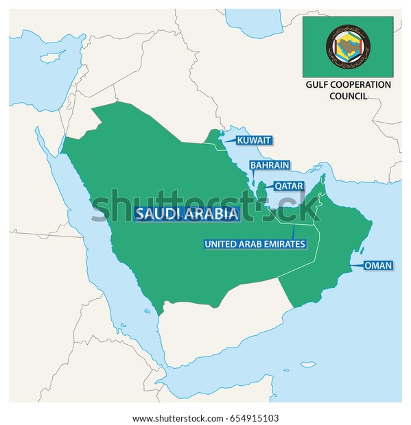 Map Member States Gulf Cooperation Council Stock Vector (Royalty Free ...