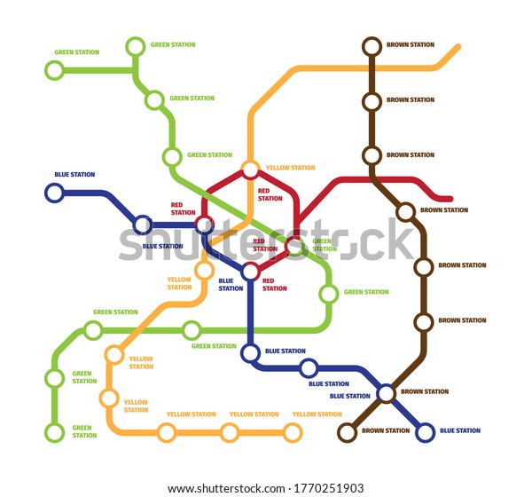 Map Metro Template Illustration Highspeed Subway Stock Vector (Royalty ...