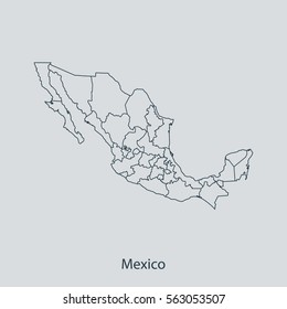 White Mexico Map Grid Vector Thin Stock Vector (Royalty Free ...