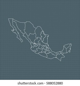 White Mexico Map Grid Vector Thin Stock Vector (Royalty Free ...