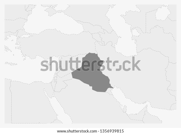 Map Middle East Highlighted Iraq Map Stock Vector (Royalty Free ...