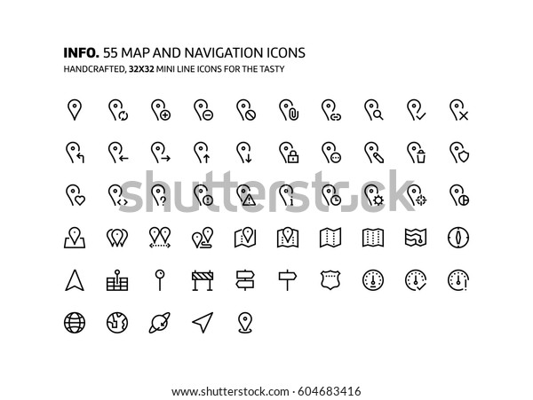 Map Mini Line Illustrations Icons Backgrounds Stock Vector (Royalty ...