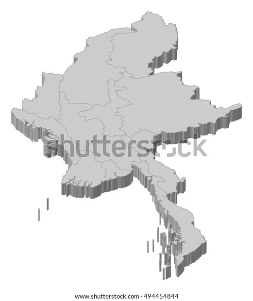 Map - Myanmar - 3D-Illustration