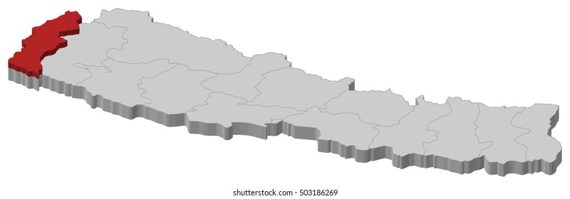 Map Nepal Mahakali 3dillustration Stock Vector (Royalty Free) 503186269 ...