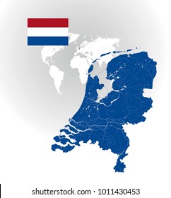 Map Netherlands Rivers Flag World Map Stock Vector (Royalty Free ...