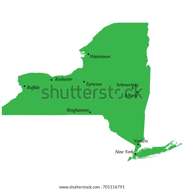 map of New York state of USA with main cities