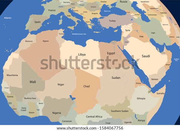 Map North Africa Arab World Southern Stock Vector (Royalty Free ...