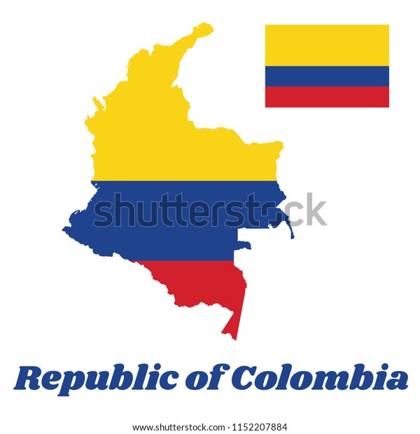 Map Outline Colombia Horizontal Tricolor Yellow Stock Vector (Royalty ...