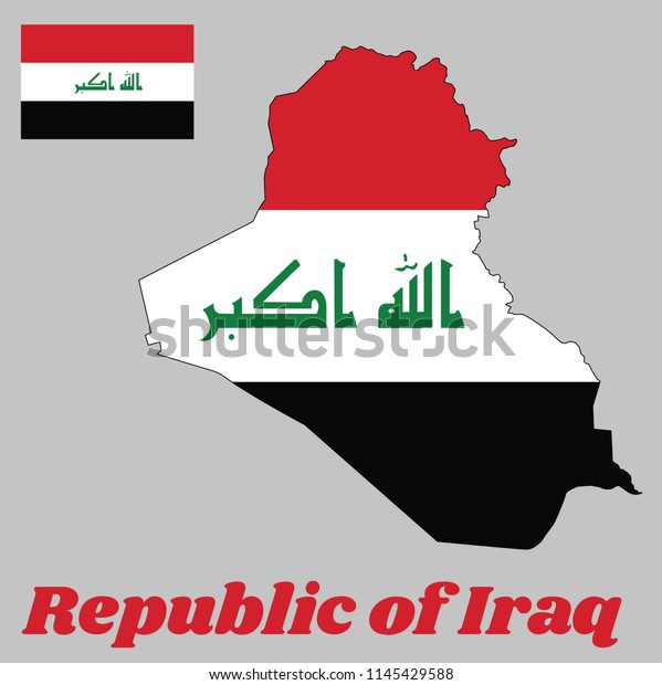Map Outline Flag Iraq Horizontal Tricolor Stock Vector (Royalty Free ...