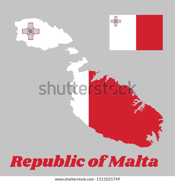 Map Outline Flag Malta Vertical Bicolor Stock Vector (Royalty Free ...