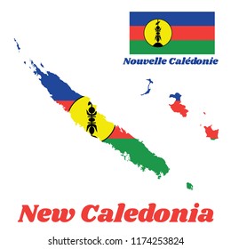 Map Outline Flag New Caledonia Horizontal Stock Vector (Royalty Free ...