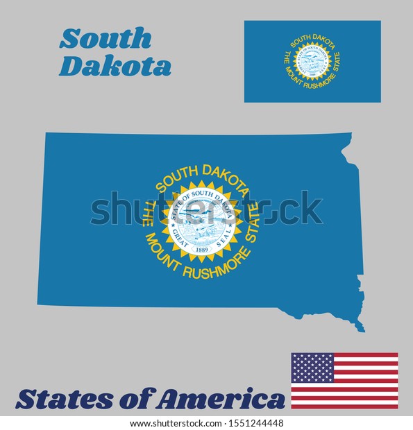 Map Outline Flag South Dakota States Stock Vector (Royalty Free ...