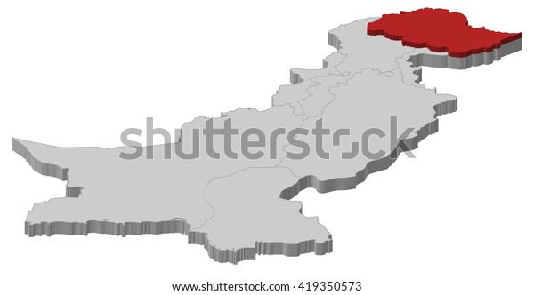 Map - Pakistan, Gilgit-Baltistan - 3D-Illustration