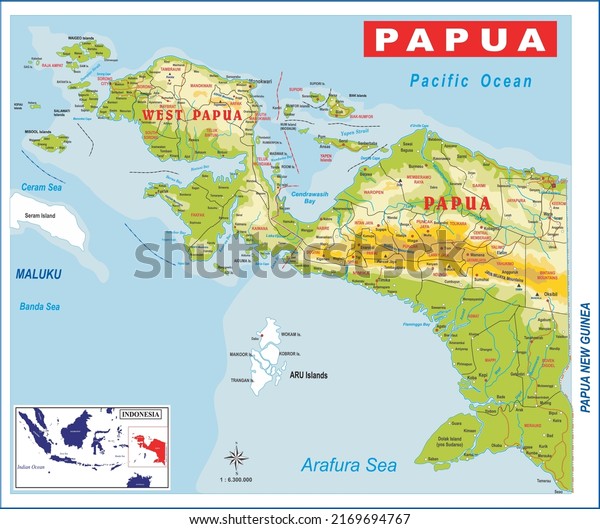 Map Papua Indonesia Two Provinces West: เวกเตอร์สต็อก (ปลอดค่าลิขสิทธิ์ ...