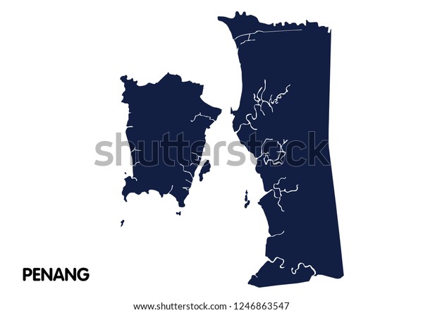 Map Penang Malaysia Stock Vector (Royalty Free) 1246863547