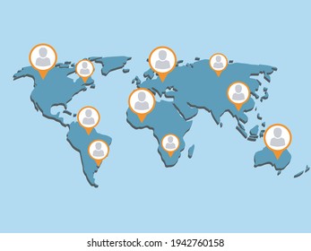 Map People Icon Global Human Connection Stock Vector (Royalty Free ...