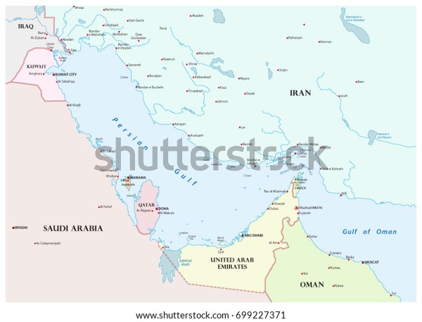 Map Persian Gulf Neighboring Countries Stock Vector (Royalty Free ...