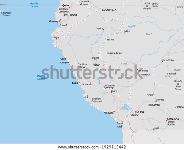 Mapa de Perú. El mapa se dibuja con gran detalle y para mayor claridad ...