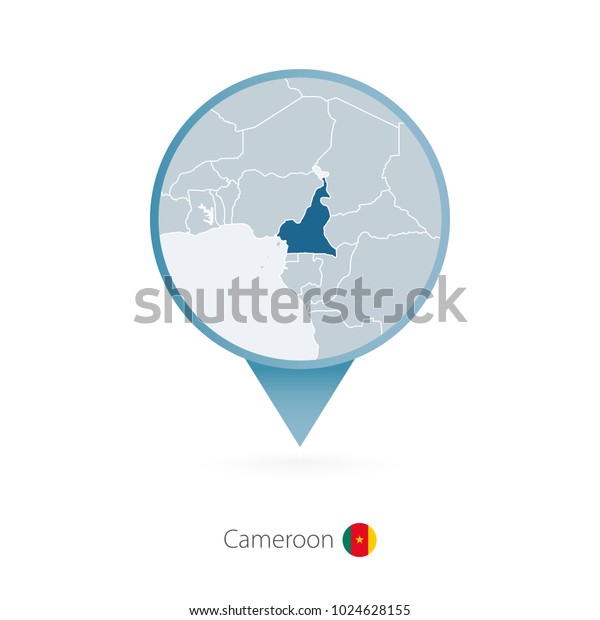 Map Pin Detailed Map Cameroon Neighboring Stock Vector (Royalty Free ...