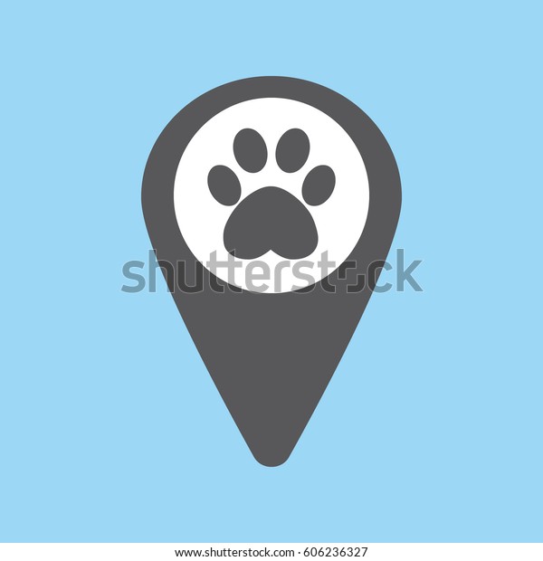 Map Pin Icon Paw Stock Vector (Royalty Free) 606236327