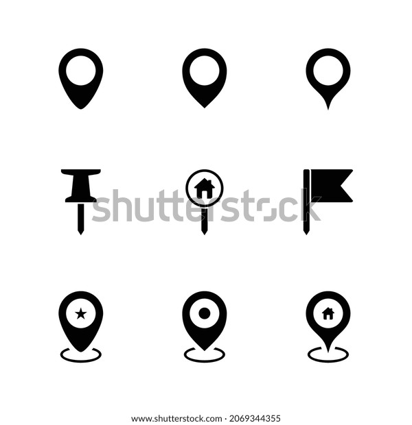 Map Pin Icons Set Location Icons: เวกเตอร์สต็อก (ปลอดค่าลิขสิทธิ์) 2069344355 | Shutterstock