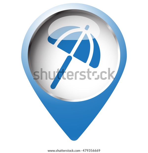 Map Pin Symbol Parasol Icon Blue Stock Vector (Royalty Free) 479356669 ...