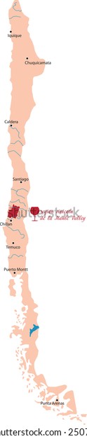 Map Region Maule Valley Chile Stock Vector (Royalty Free) 250734508 ...